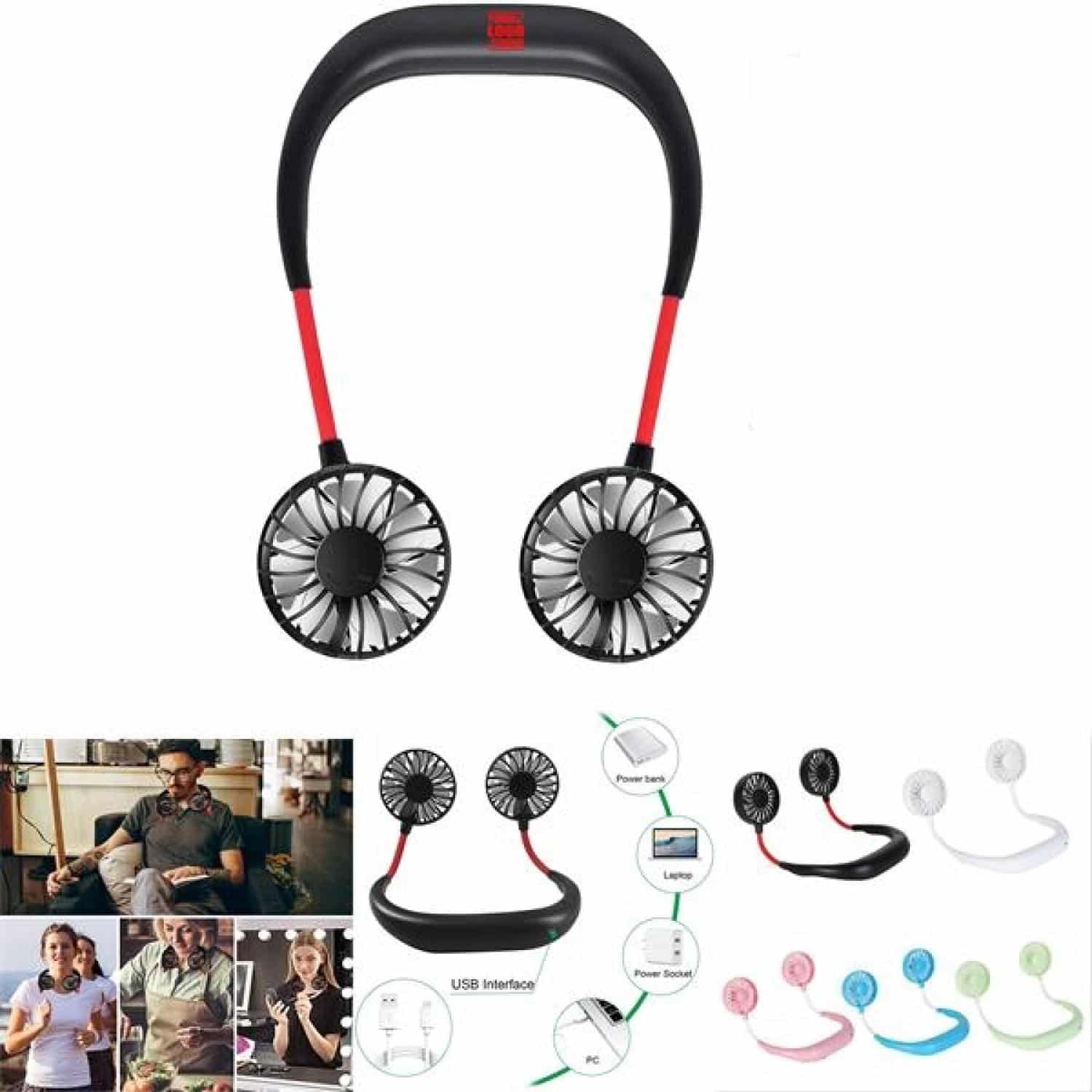 Portable USB Rechargeable Neckband Lazy Neck Fan – Branded Neck Fans